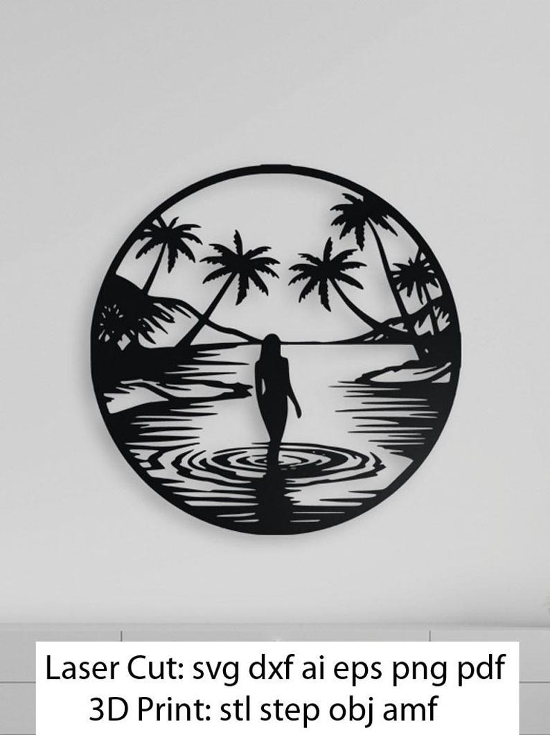 Palm Beach Sunset Laser Cut File DXF SVG CNC Wall Art Tropical Decor - Etsy