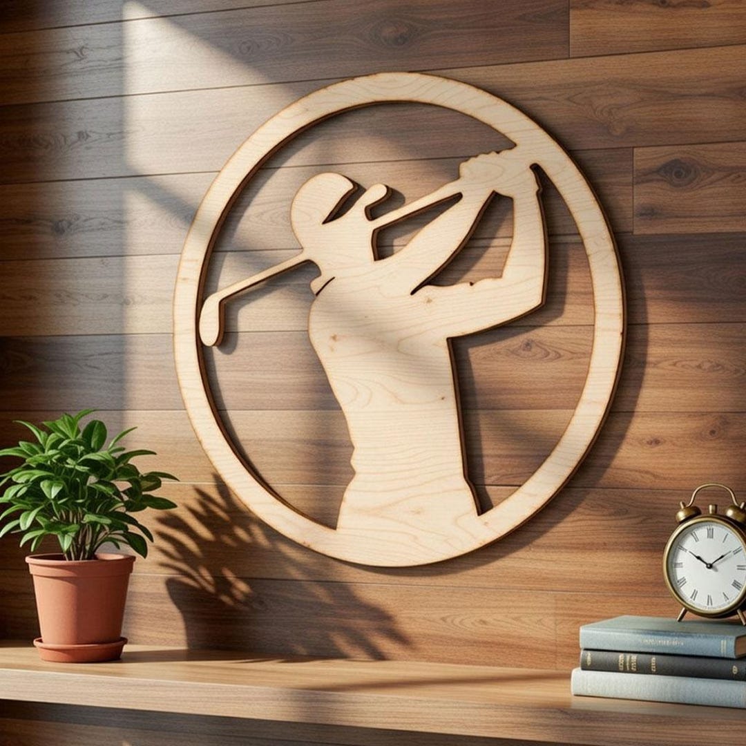 Golf Player Wall Art Laser Cut File | Golfer Silhouette Dxf Svg Eps ...