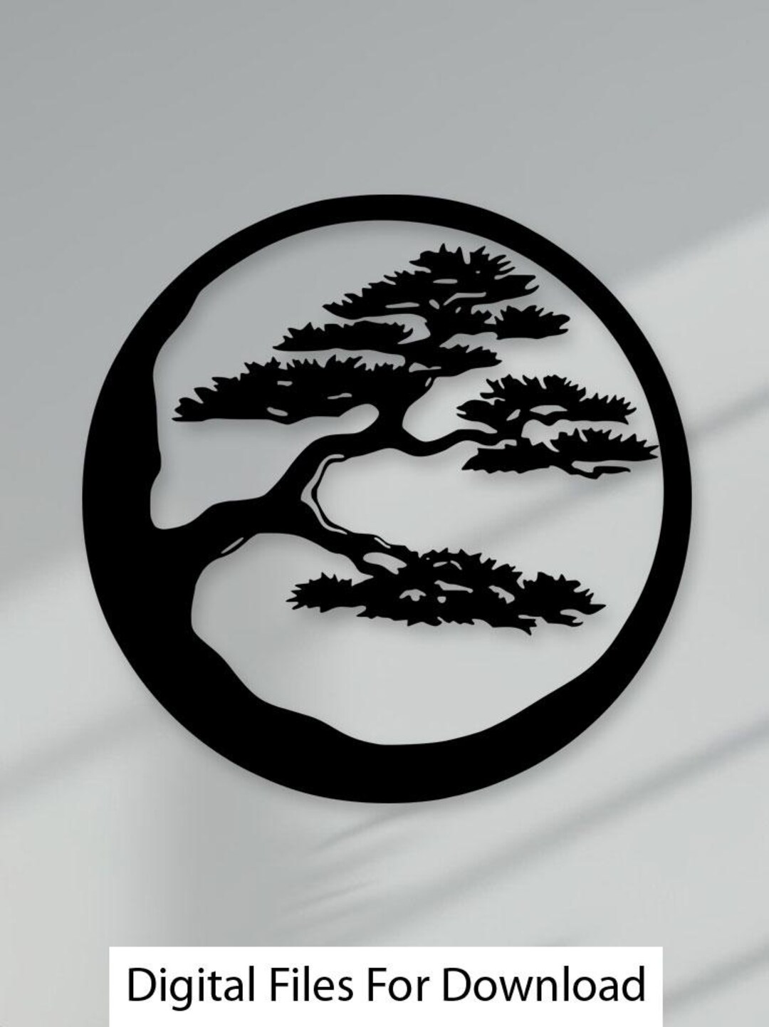 Bonsai Tree Circle Wall Art Laser Cut File Zen Nature CNC Decor Design ...