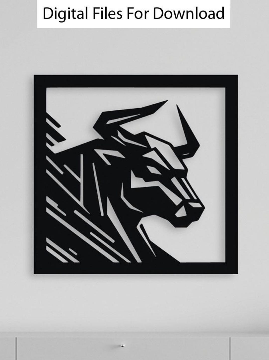 Bull Wall Art Laser Cut File | Bull Head Wall Decor Dxf Svg Eps | CNC ...