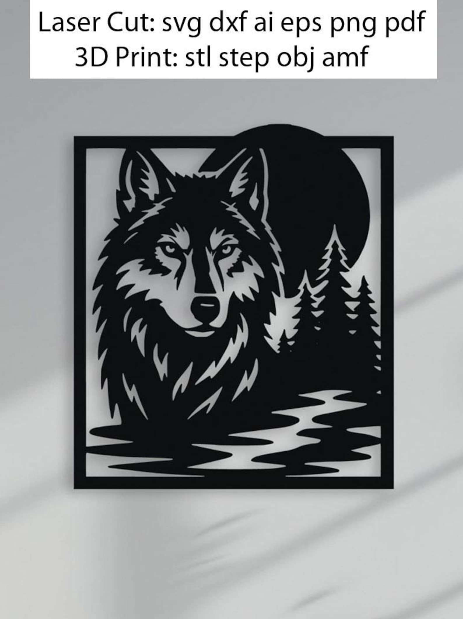 Wolf Head in Forest Wall Art SVG DXF | Laser Cut File for Rustic Decor ...