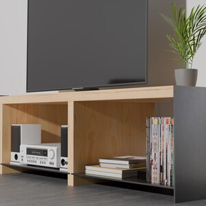 Industrial TV Table, Modern TV Table, Minimalist Steel and Wood Table ...