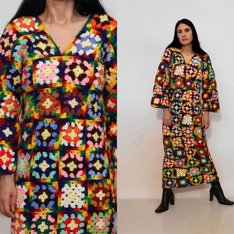 Granny Square 60s Dress - Etsy