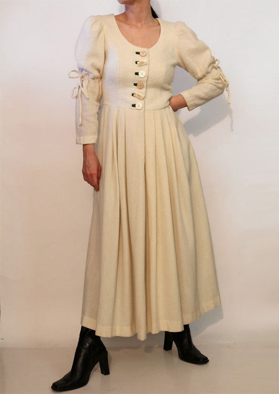 Puffed Mutton Leg Wool Austrian Dress / Vintage 1980s… - Gem