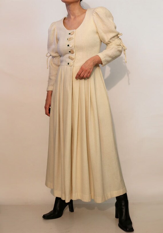 Puffed Mutton Leg Wool Austrian Dress / Vintage 1980s… - Gem
