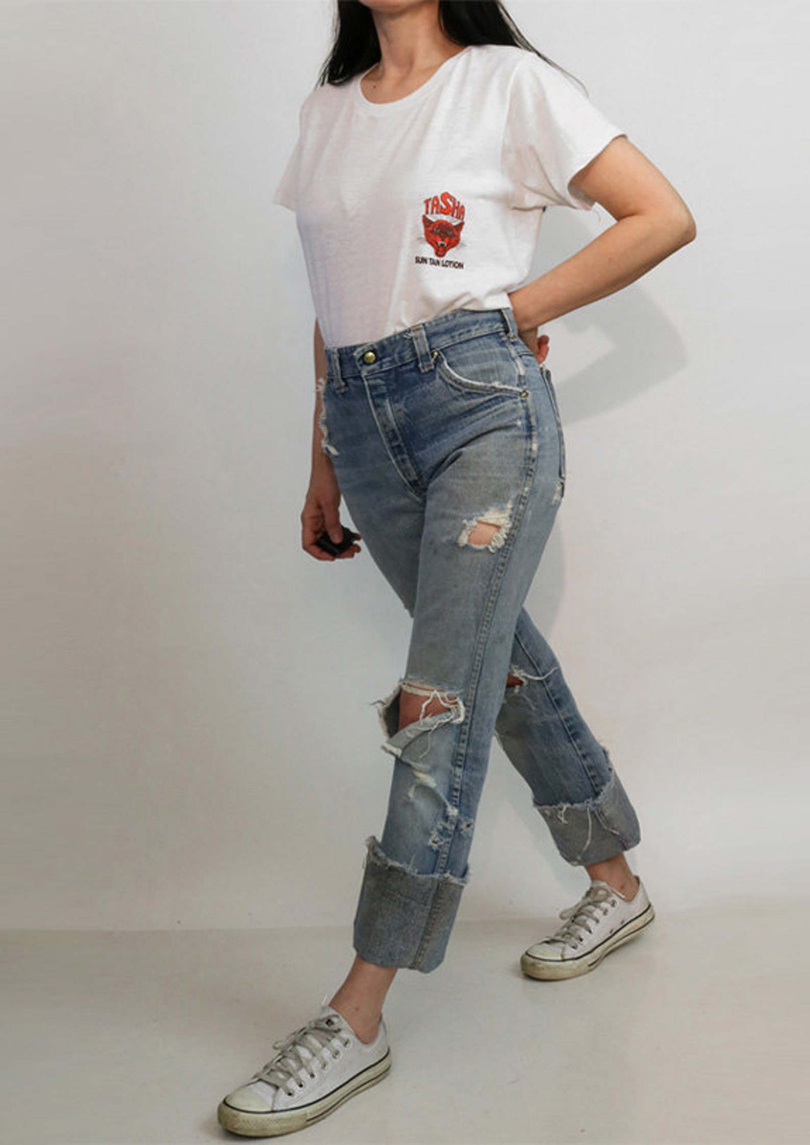 70s Ely Faded & Ripped Jeans 29x32.5 / Vintage 1960s 1970s | Etsy