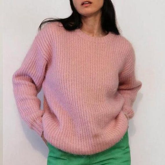 Puce Mohair Ribbed Knit Sweater / Vintage 1970s 1980s Dusty Puce Mohair Ribbed Knit Sweater / Vintage 1970s 1980s Dusty