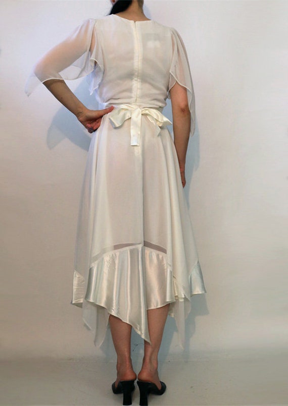 70s Sheer Gauze Pixie Hem Dress / Vintage 1970s White… - Gem