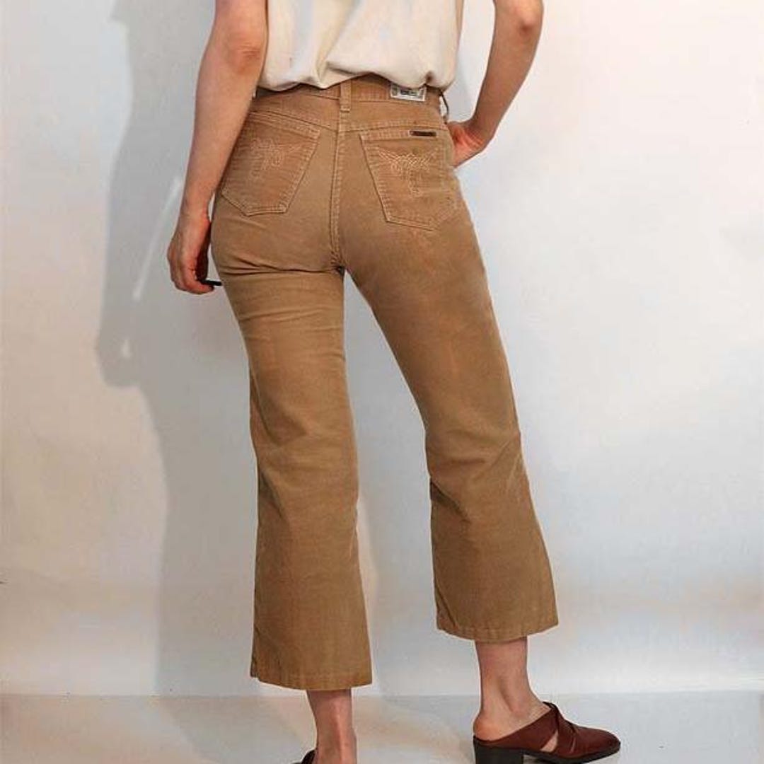 70s Tan Sun Faded Live-ins Flared Cords 27x25 , Vintage 1970s 27 Waist ...