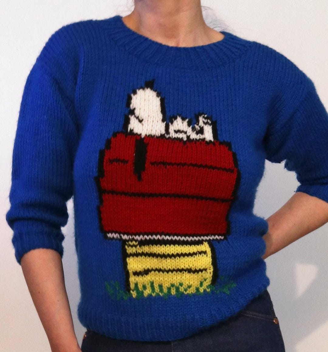 Snoopy Cobalt Wool Sweater / Vintage 1980s Charles M Schulz Peanuts ...