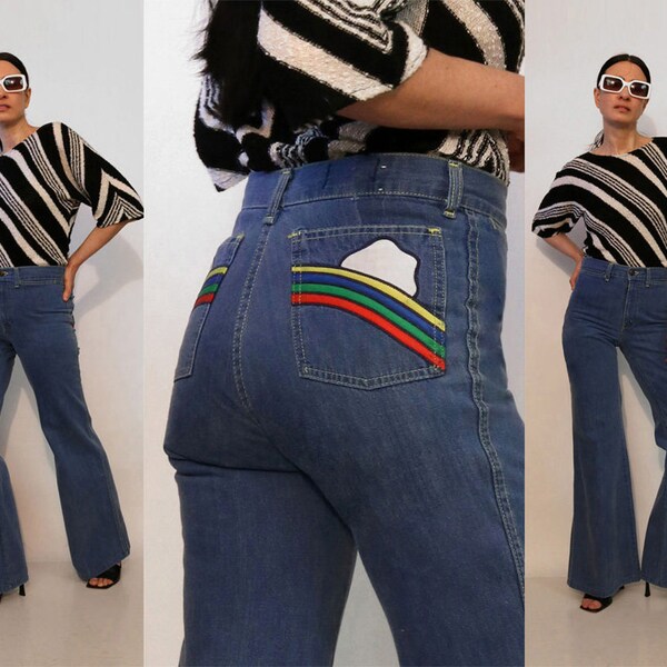 70s Rainbow Jeans - Etsy