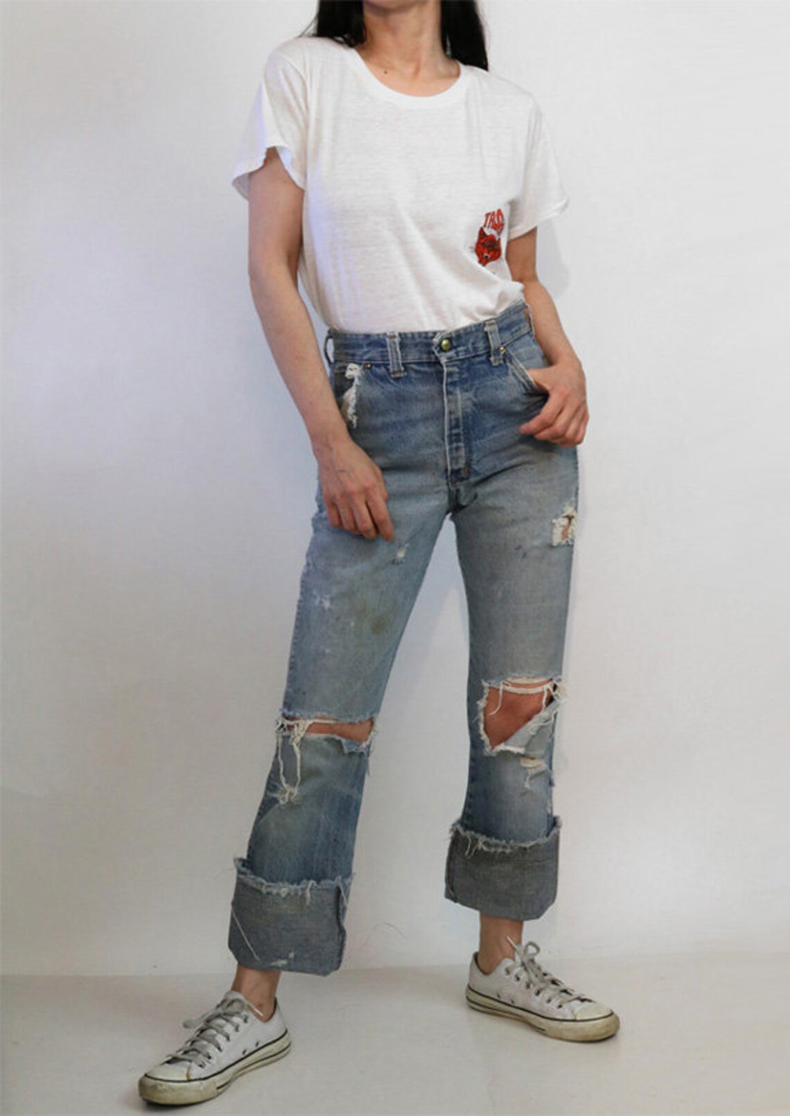 70s Ely Faded & Ripped Jeans 29x32.5 / Vintage 1960s 1970s | Etsy