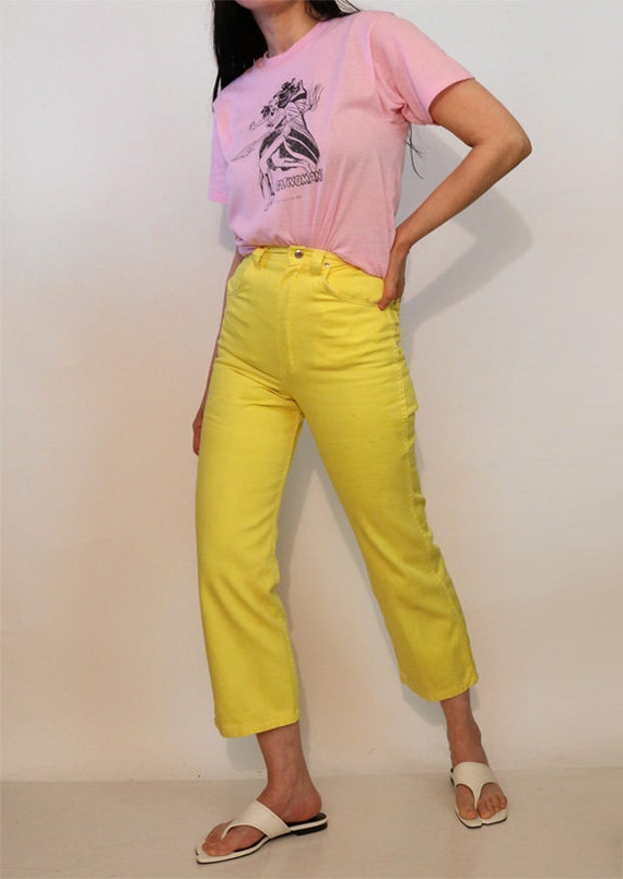 60s Lemon Yellow Jeans 23.5x24 / Vintage 1960s Vivid … - Gem