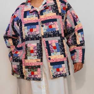 Reversible Quilted Patchwork Jacket / Vintage 1970s 1980s Multi-colored ...