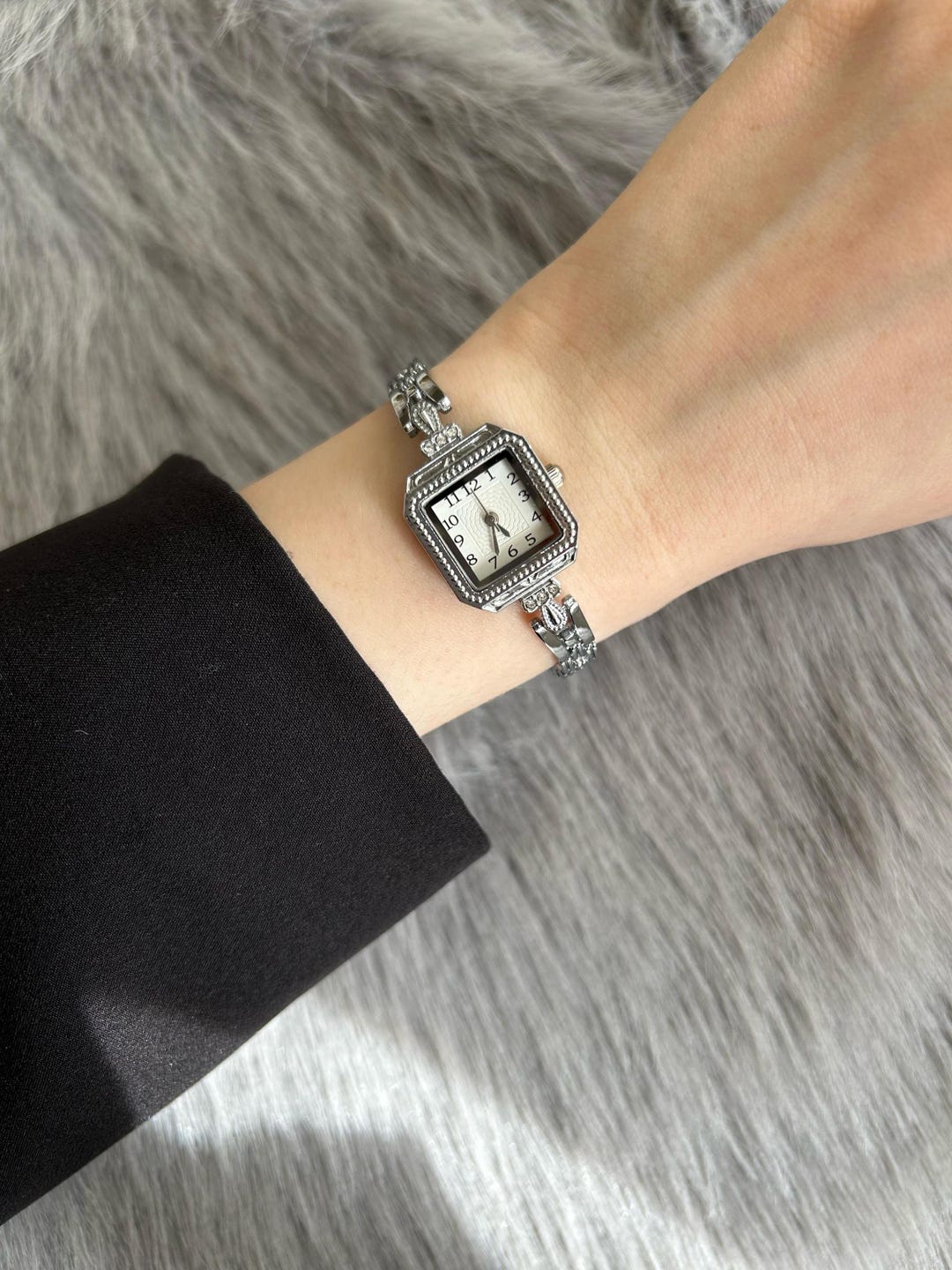 Vintage Silver Square Watch: Minimalist Steel Band Women's Watch - Etsy