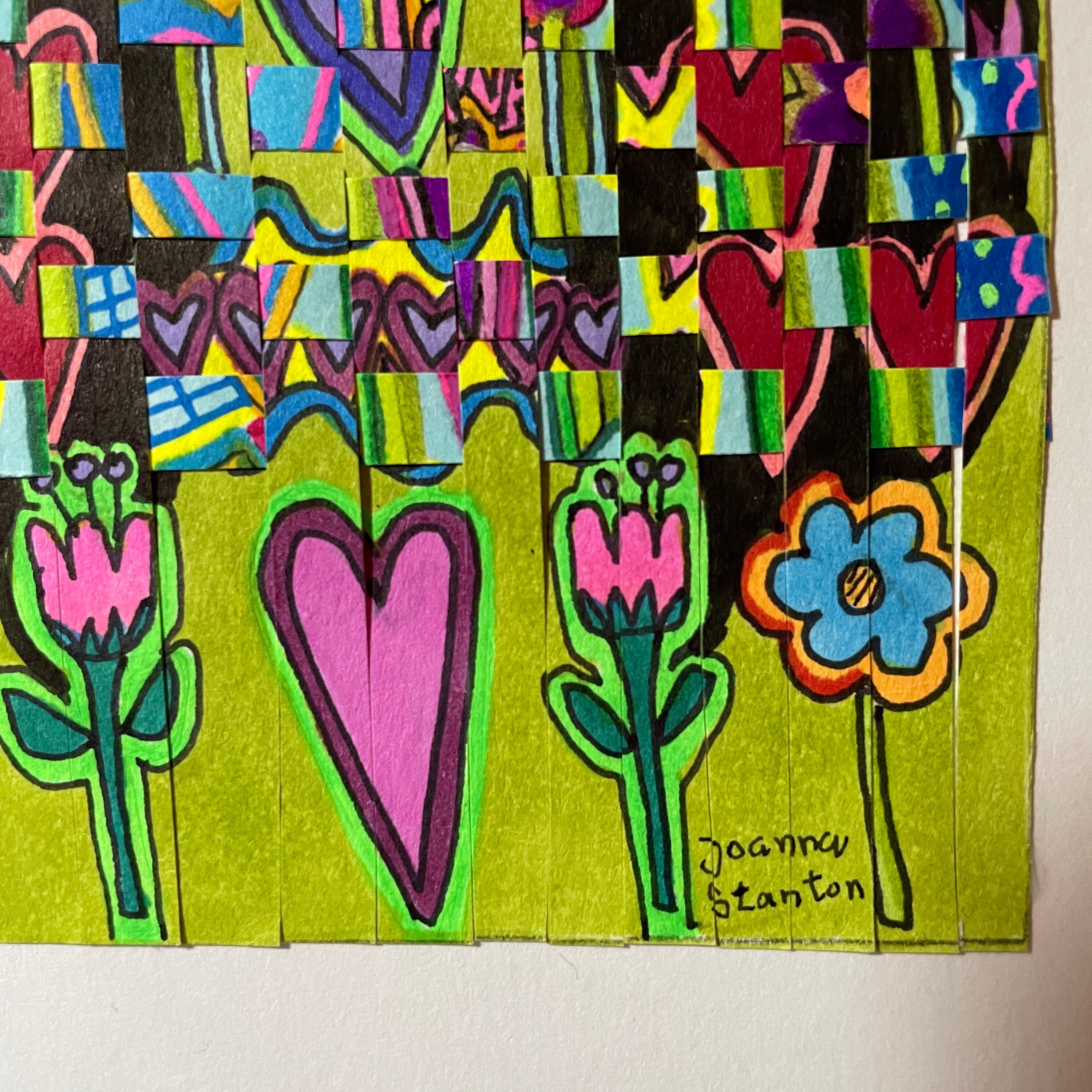Paper Weaving, Hearts and Flowers, Abstracted Art, Weaving From an Ink ...