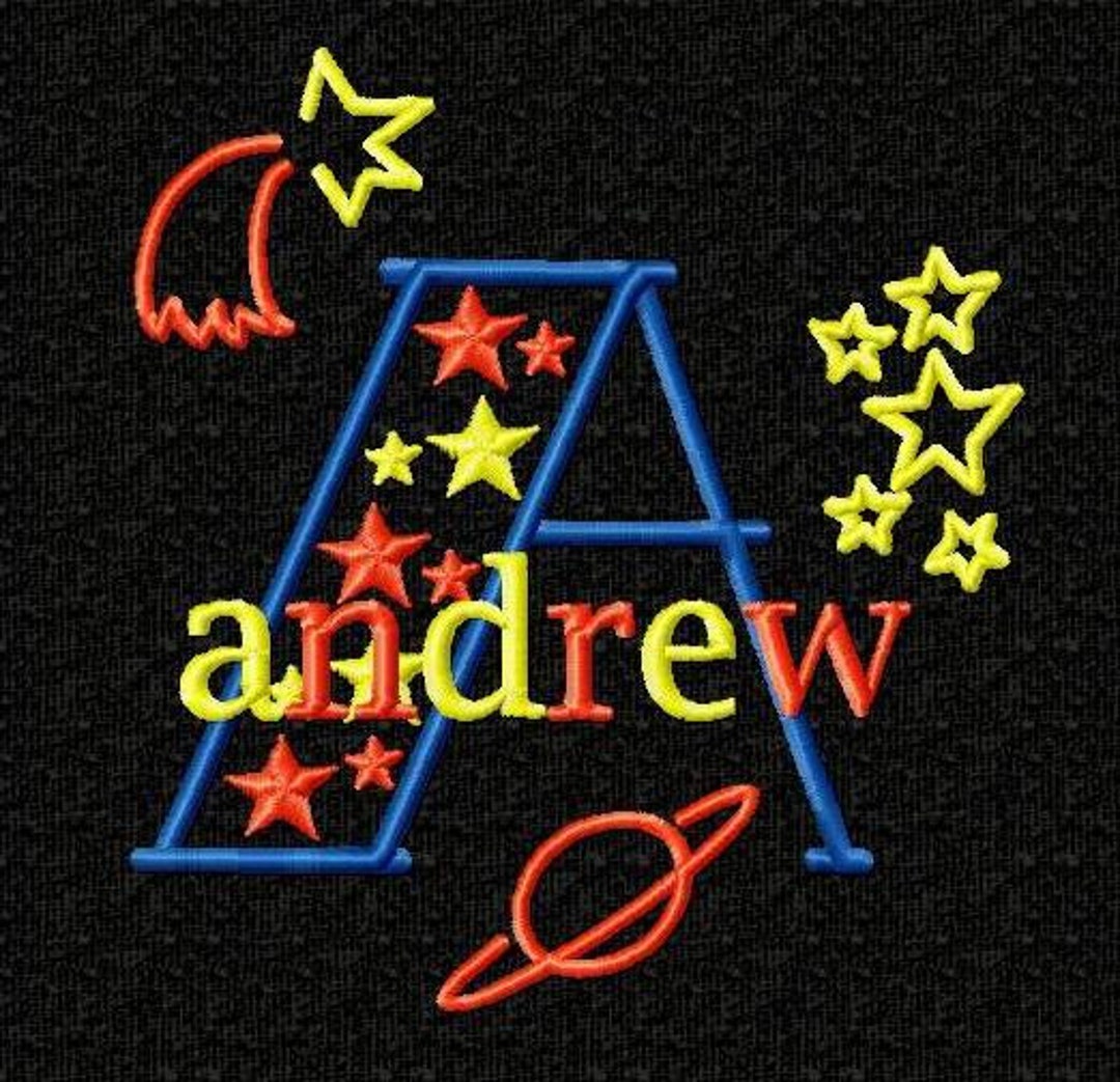 Outer Space Monogram Font Alphabet Machine Embroidery - Etsy
