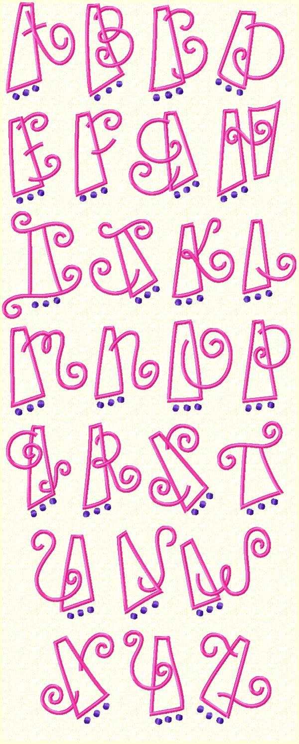 Sweet Curly Dots Monogram Font Machine Embroidery Designs | Etsy