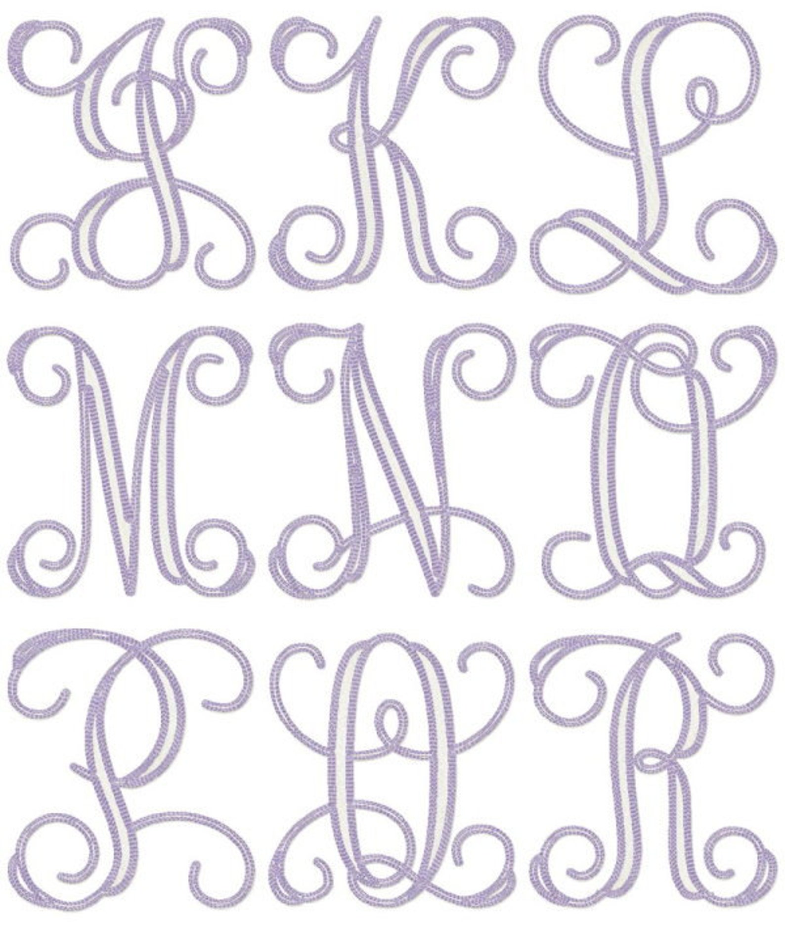 3 Initial Monogram 7 - Vintage Entwined Machine Embroidery Designs - Etsy