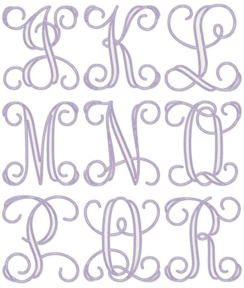 3 Initial Monogram 7 - Vintage Entwined Machine Embroidery Designs - Etsy