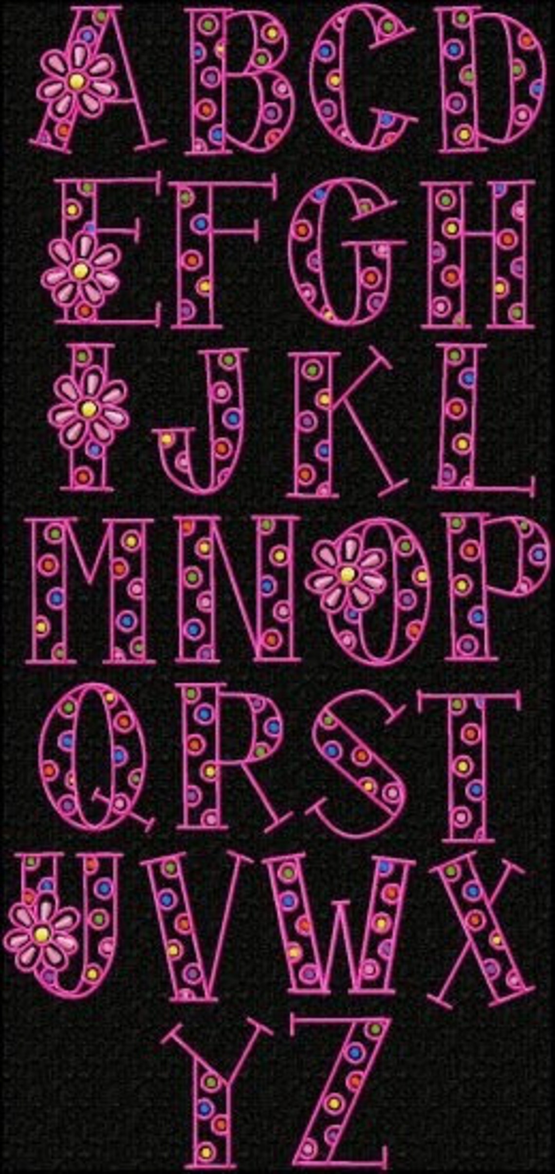 Funky Flowers Monogram Font Machine Embroidery Designs - Etsy
