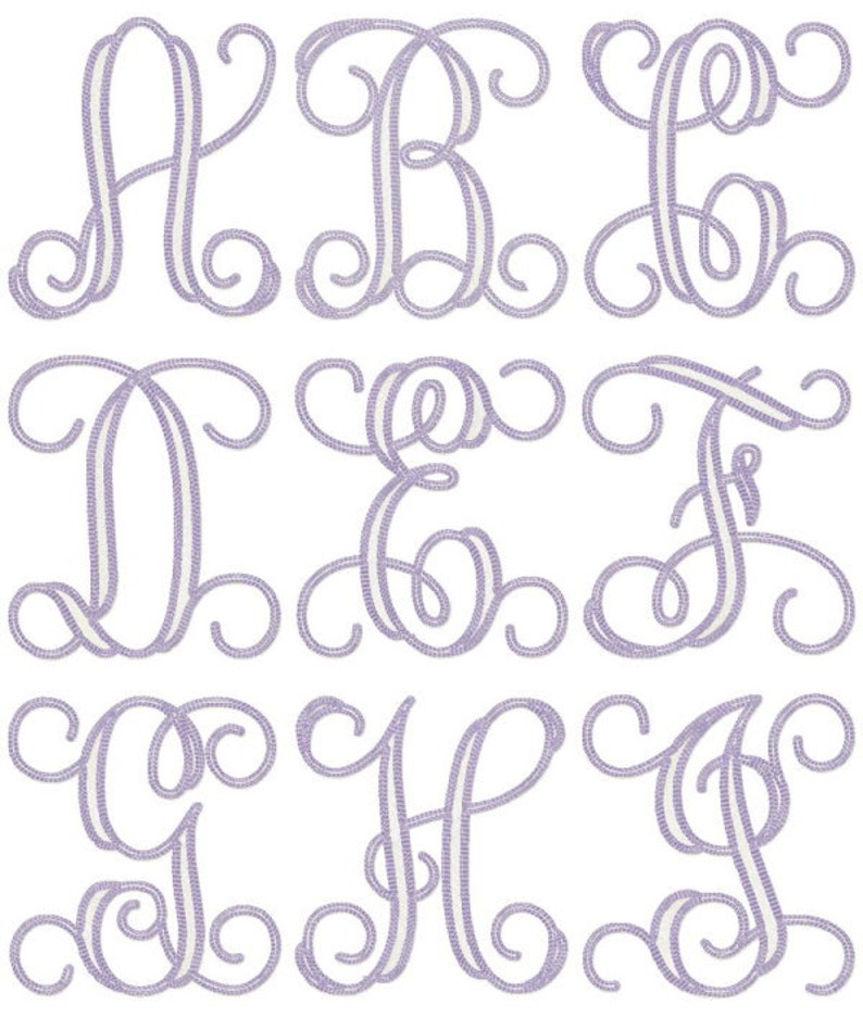 3 Initial Monogram 7 - Vintage Entwined Machine Embroidery Designs - Etsy