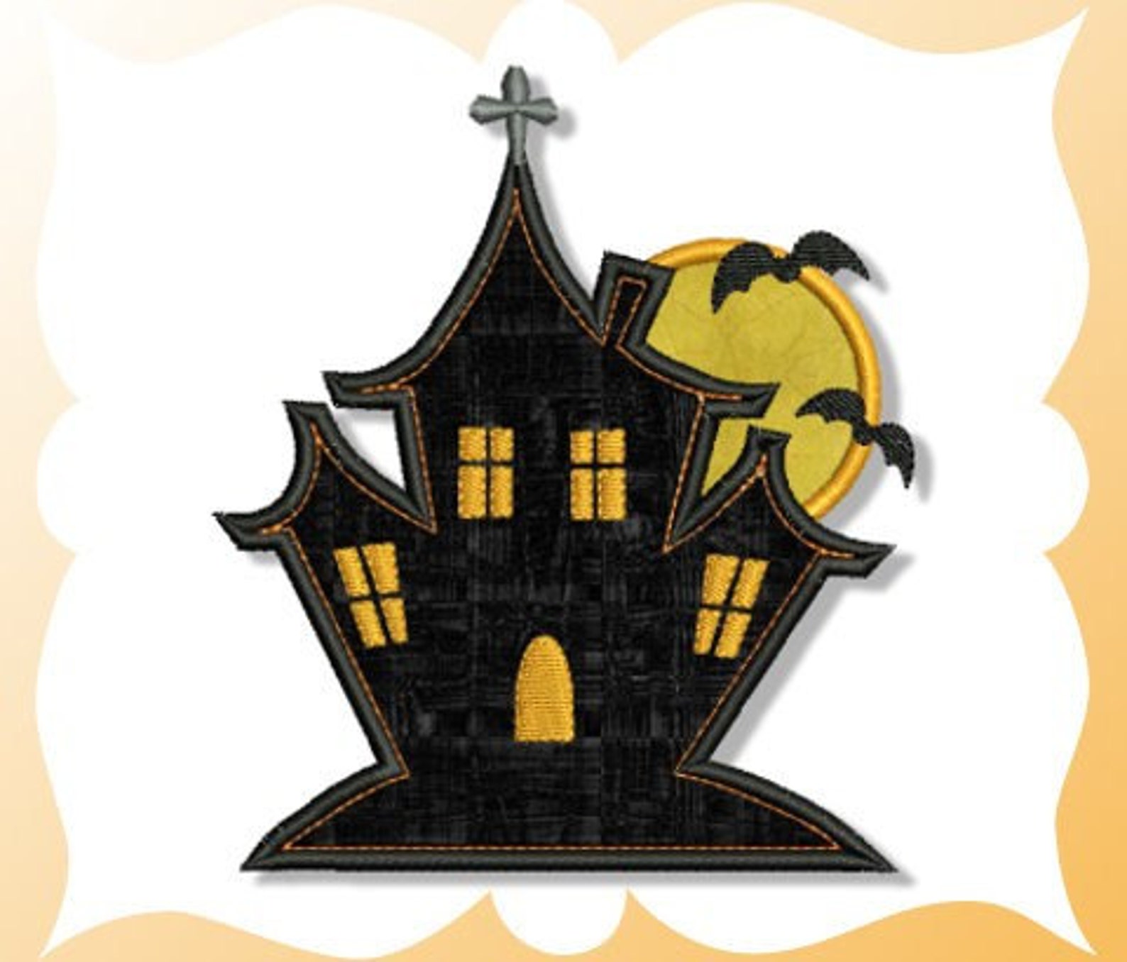 Haunted House Applique Machine Embroidery Design - Etsy