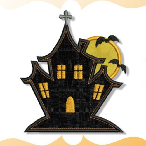 Halloween Haunted House Digital Embroidery Design Machine - Etsy