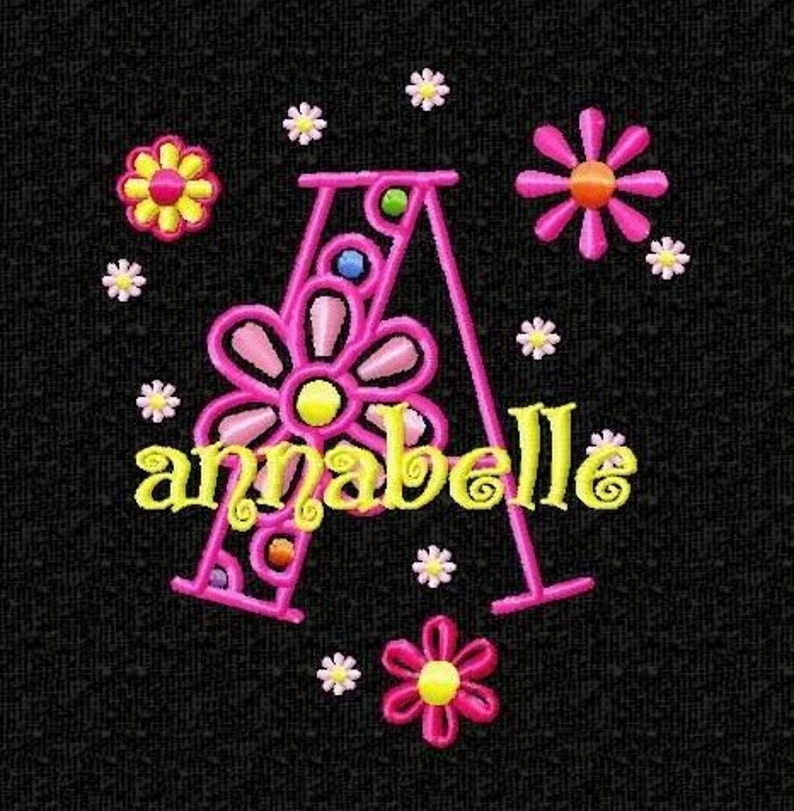 Funky Flowers Monogram Font Machine Embroidery Designs - Etsy