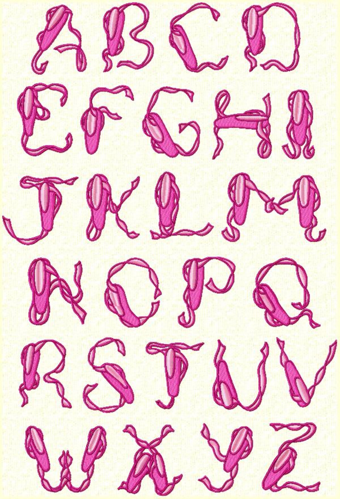 Ballet Monogram Font Alphabet Machine Embroidery Designs - Etsy