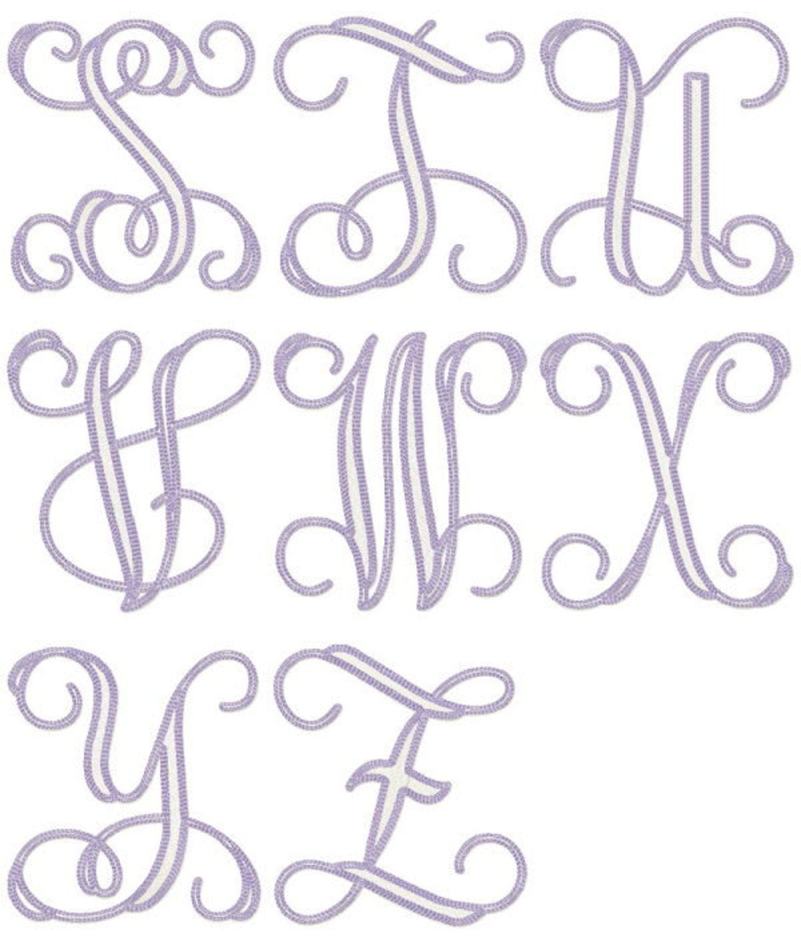 3 Initial Monogram 7 - Vintage Entwined Machine Embroidery Designs - Etsy