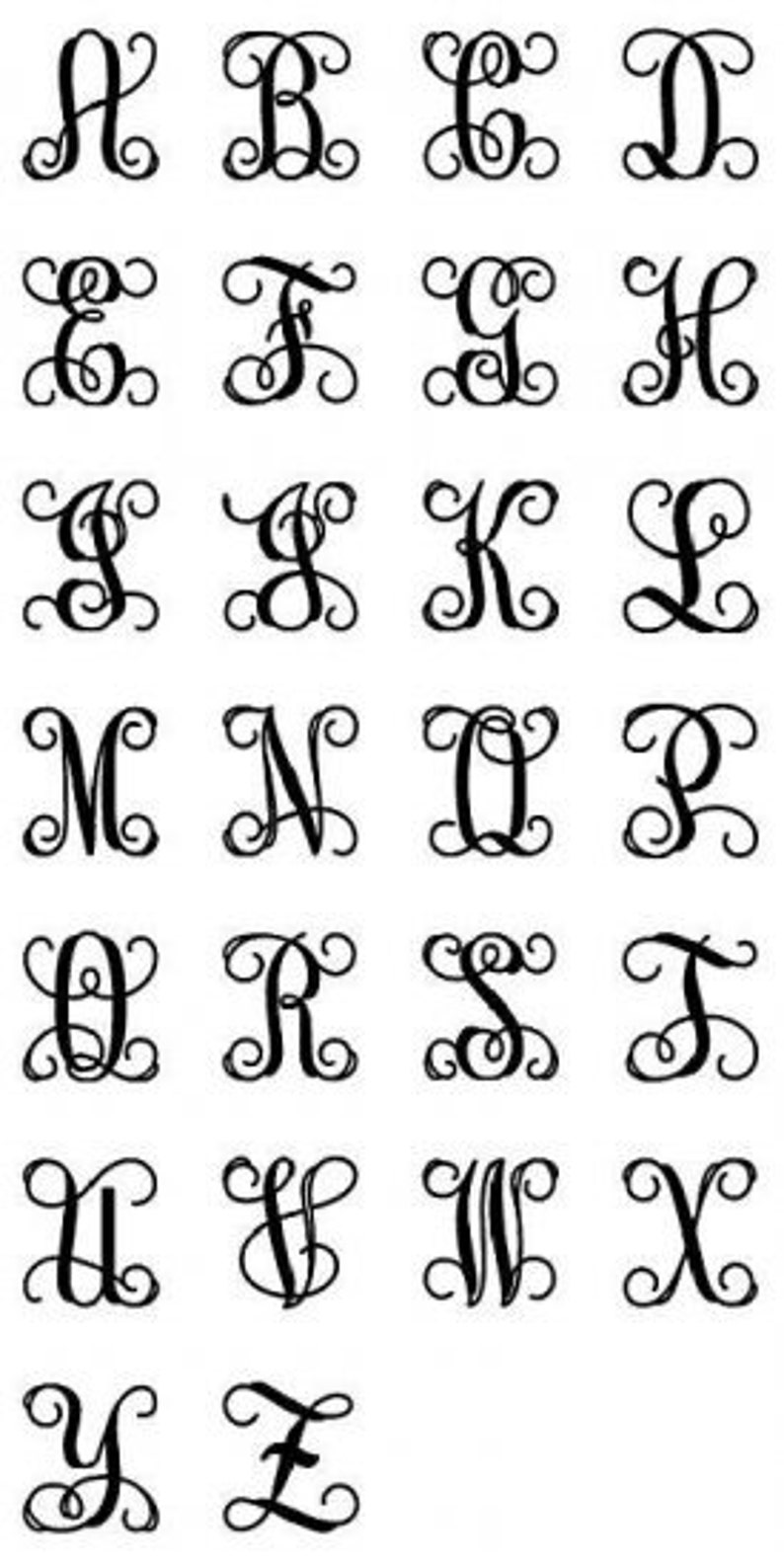 3 Initial Monogram 2 Font Machine Embroidery Designs - Etsy