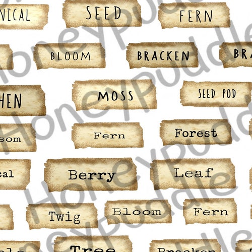 Grungy Botanical Word Scraps Digital Ephemera Kit Junk - Etsy