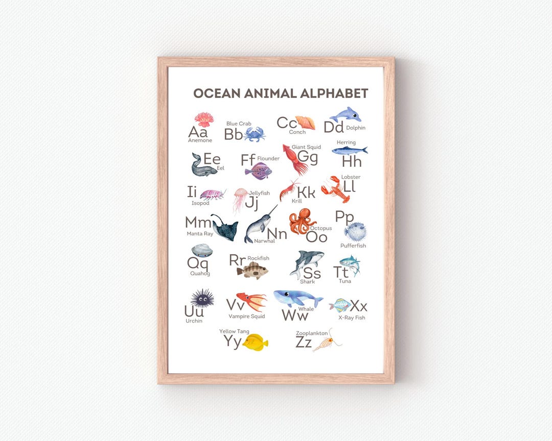 Ocean Animal Alphabet Poster: Montessori Classroom Decor (digital ...