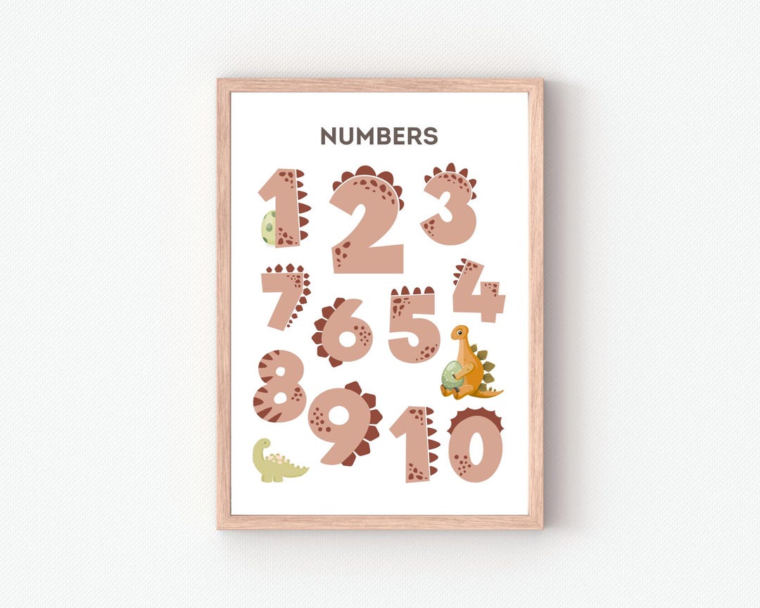Dinosaur Numbers Poster: Kids Educational Print (digital Download) - Etsy