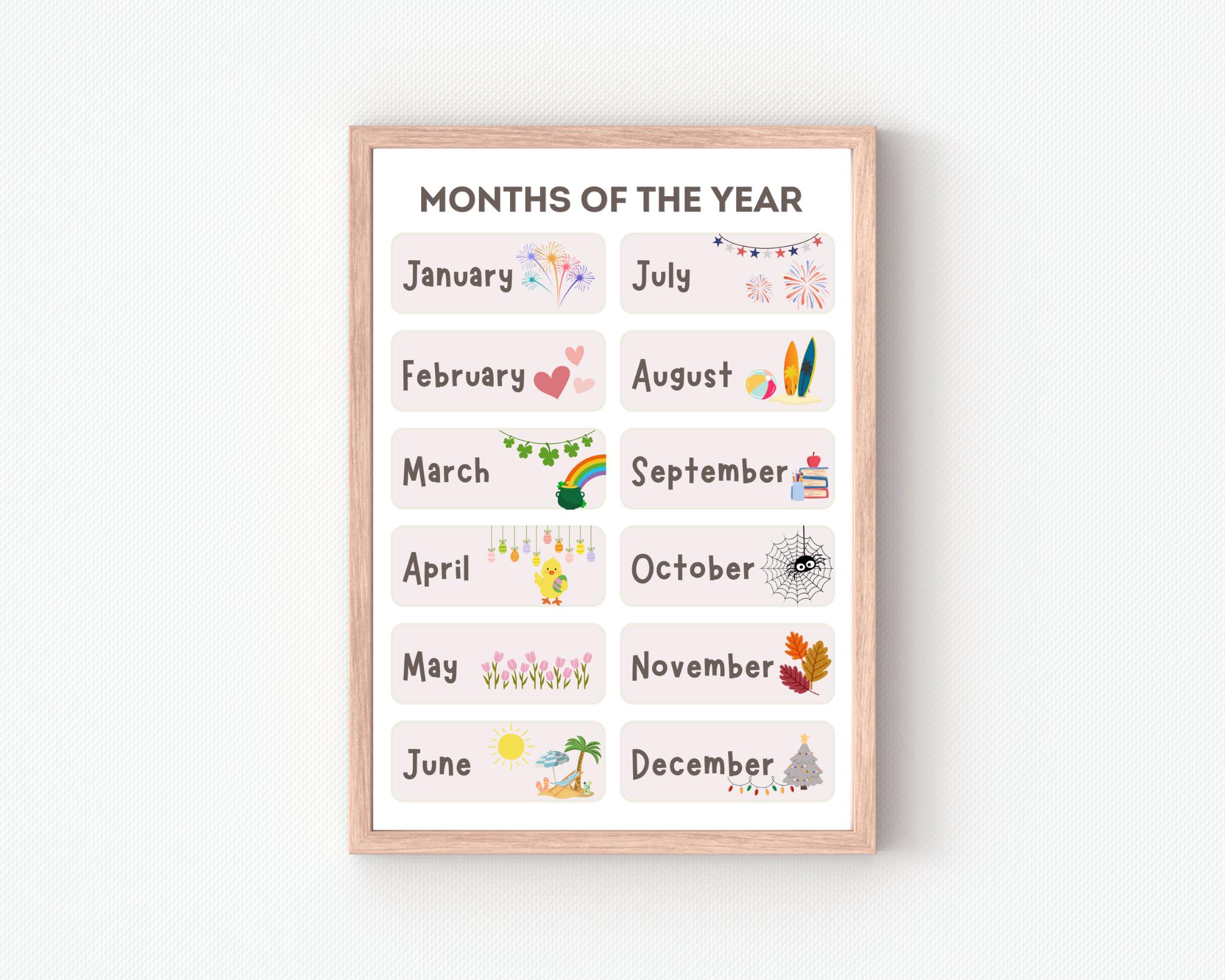 Months Of The Year Poster Template