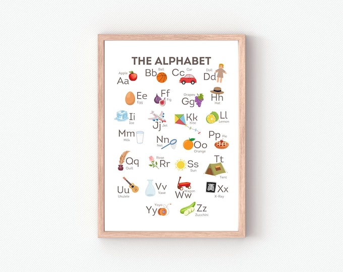 Alphabet Chart Illustration Poster| Calming Corner, Montessori ...