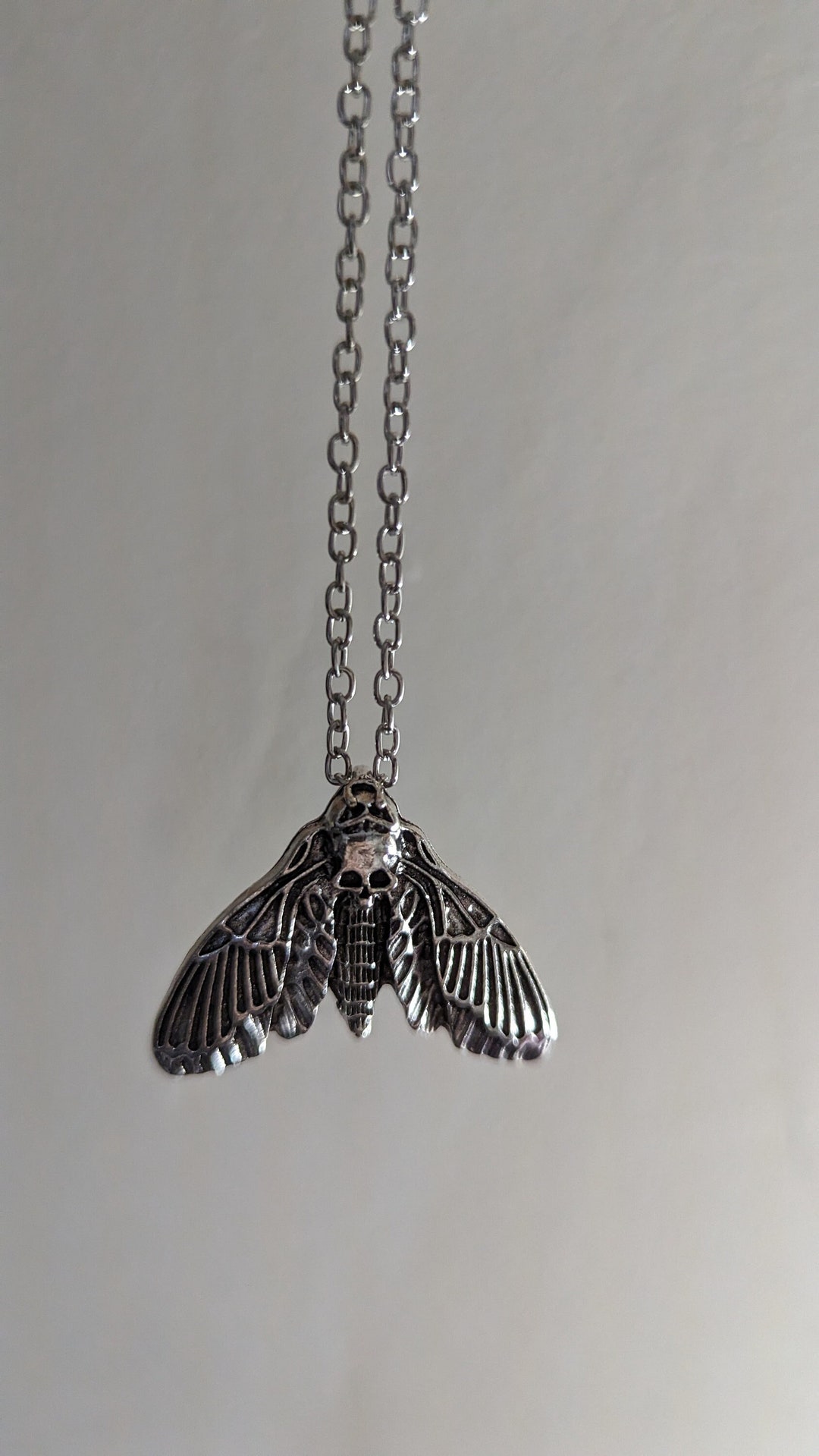 Silver Tone hawk Moth Death's Head Hawk Moth Necklace - Etsy