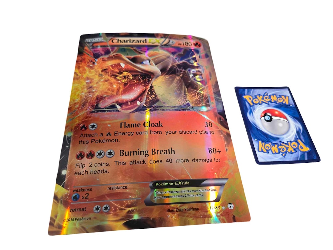 Charizard Breathing Fire Pokémon Card – Custom Large Pokemon Card – GX ...
