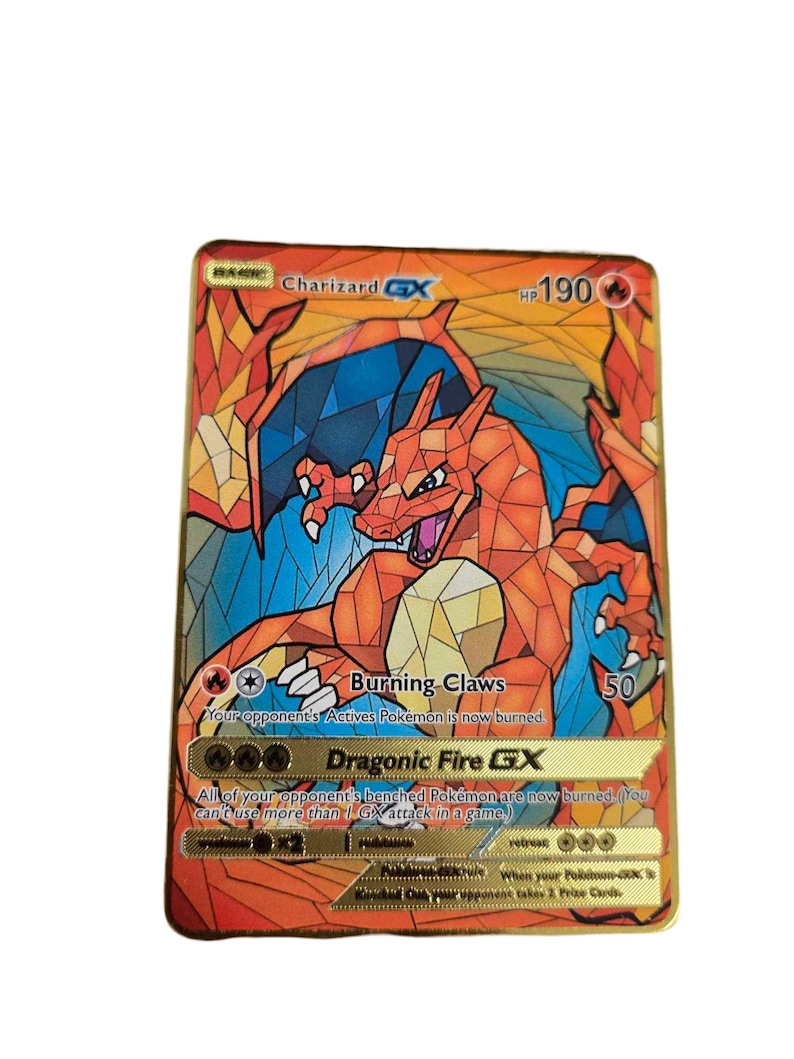 Charizard Stained Glass Pokémon Card – Custom Metal Pokemon Card – GX ...