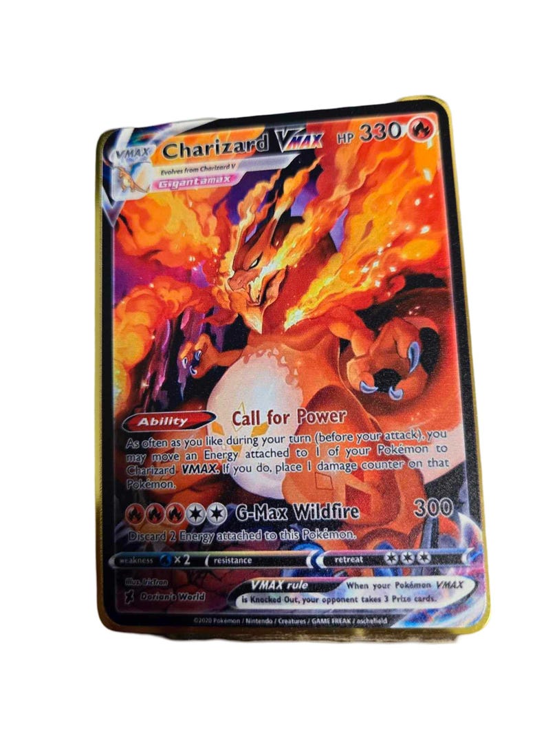 Charizard VMAX Pokémon Card – Custom Metal Pokemon Card – Ex GX VSTAR ...