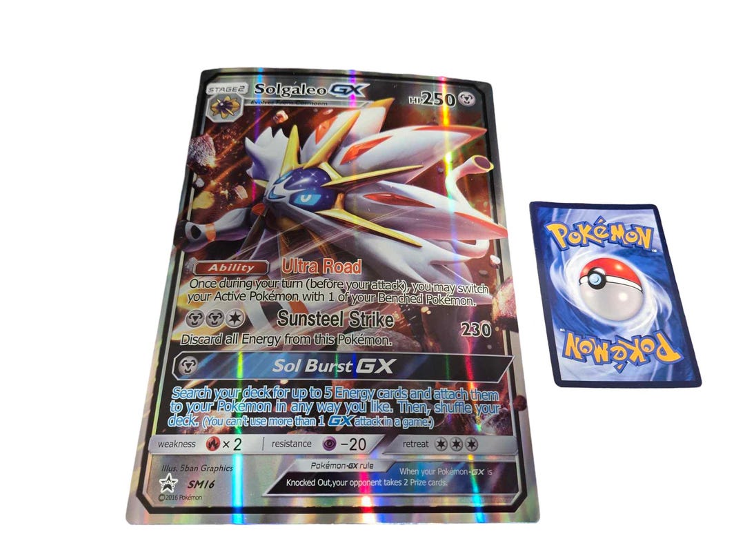 Solgaleo Pokemon Card – Custom Large Pokemon Card – GX VMAX VSTAR Proxy ...