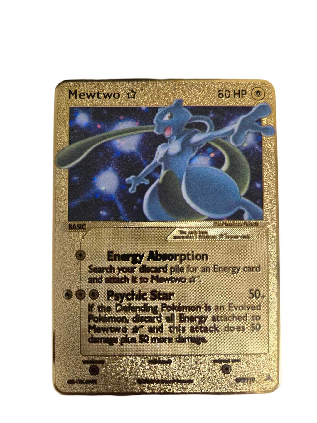 Mewtwo Gold Star Pokémon Card – Custom Metal Pokemon Card – Ex GX VMAX ...