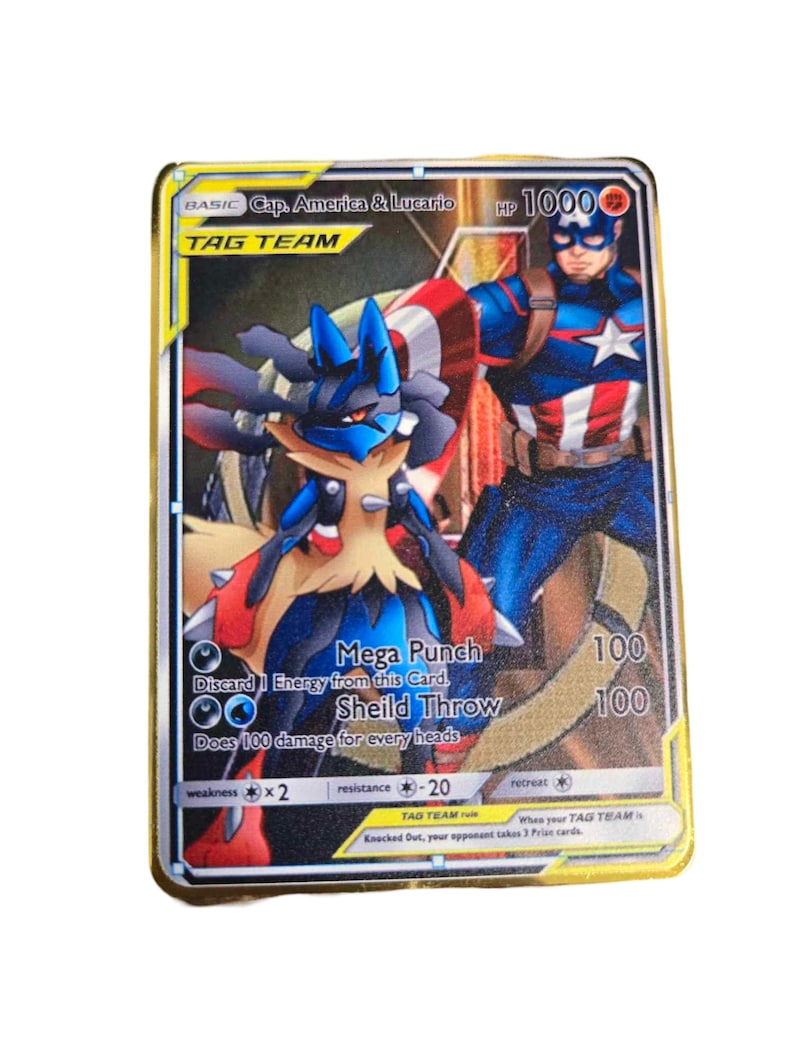 Captain America Lucario Pokémon Card – Custom Metal Pokemon Card – Ex ...
