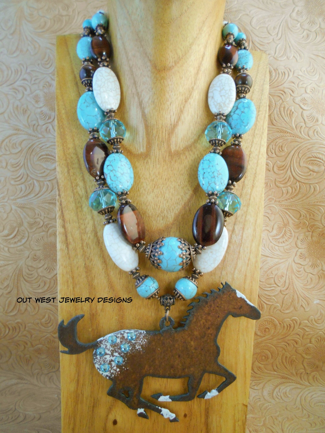 Western Cowgirl Necklace Set Chunky Turquoise and White - Etsy