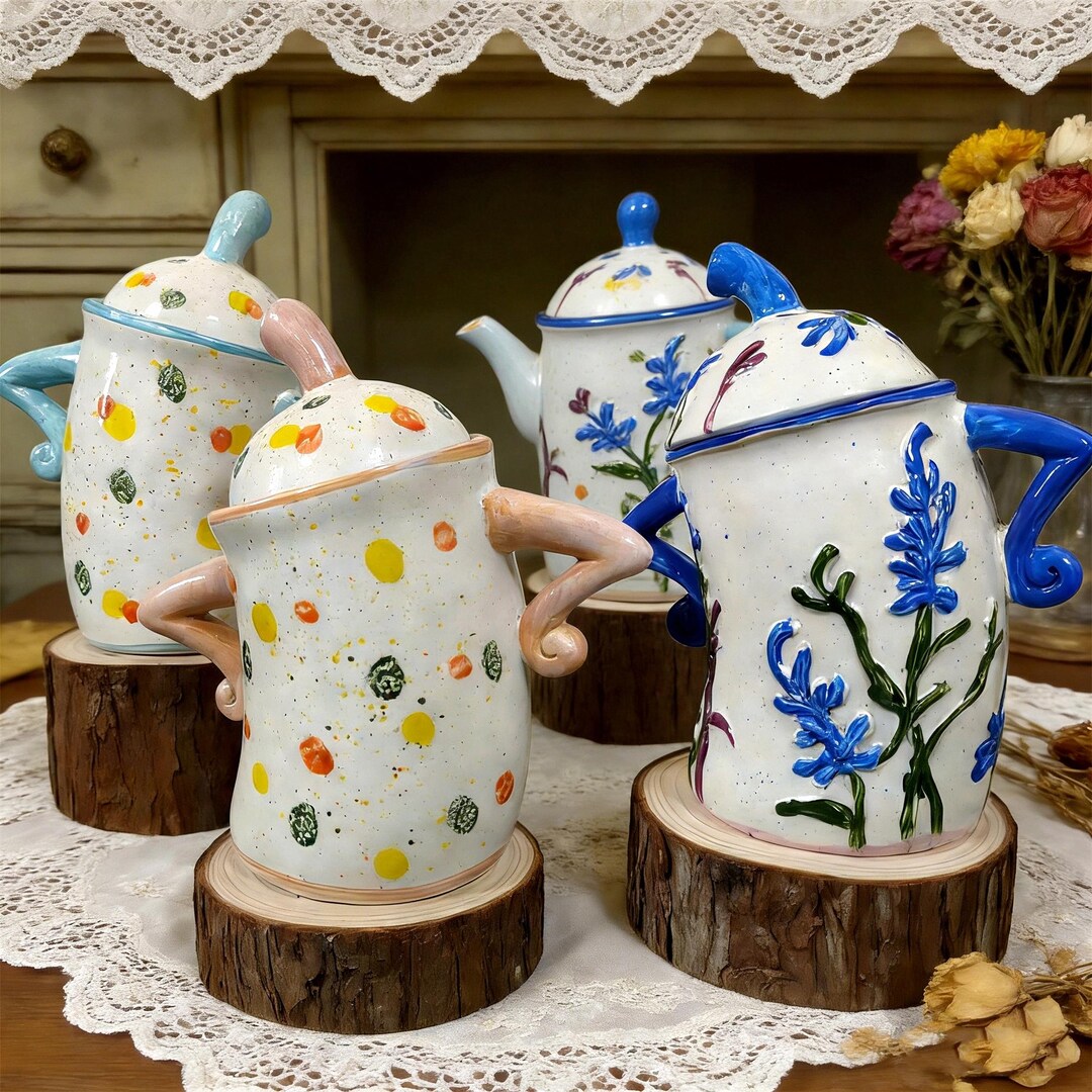Sassy Bluebonnet Teapot/whimsical Ceramic Teapot With Arms and Legs ...