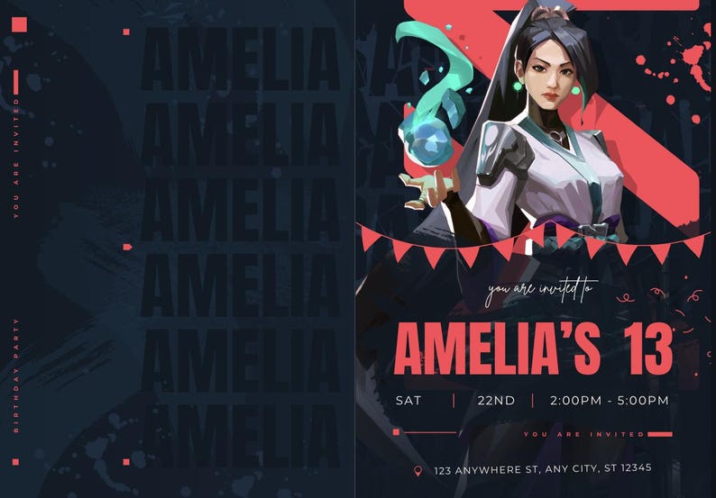 Valorant Sage Birthday Invitation | Editable Canva File | Birthday Card ...