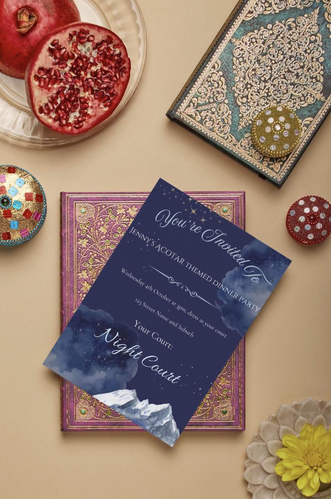 ACOTAR | EDITABLE Night Court Dinner Invite | Sarah J Maas Inspired ...