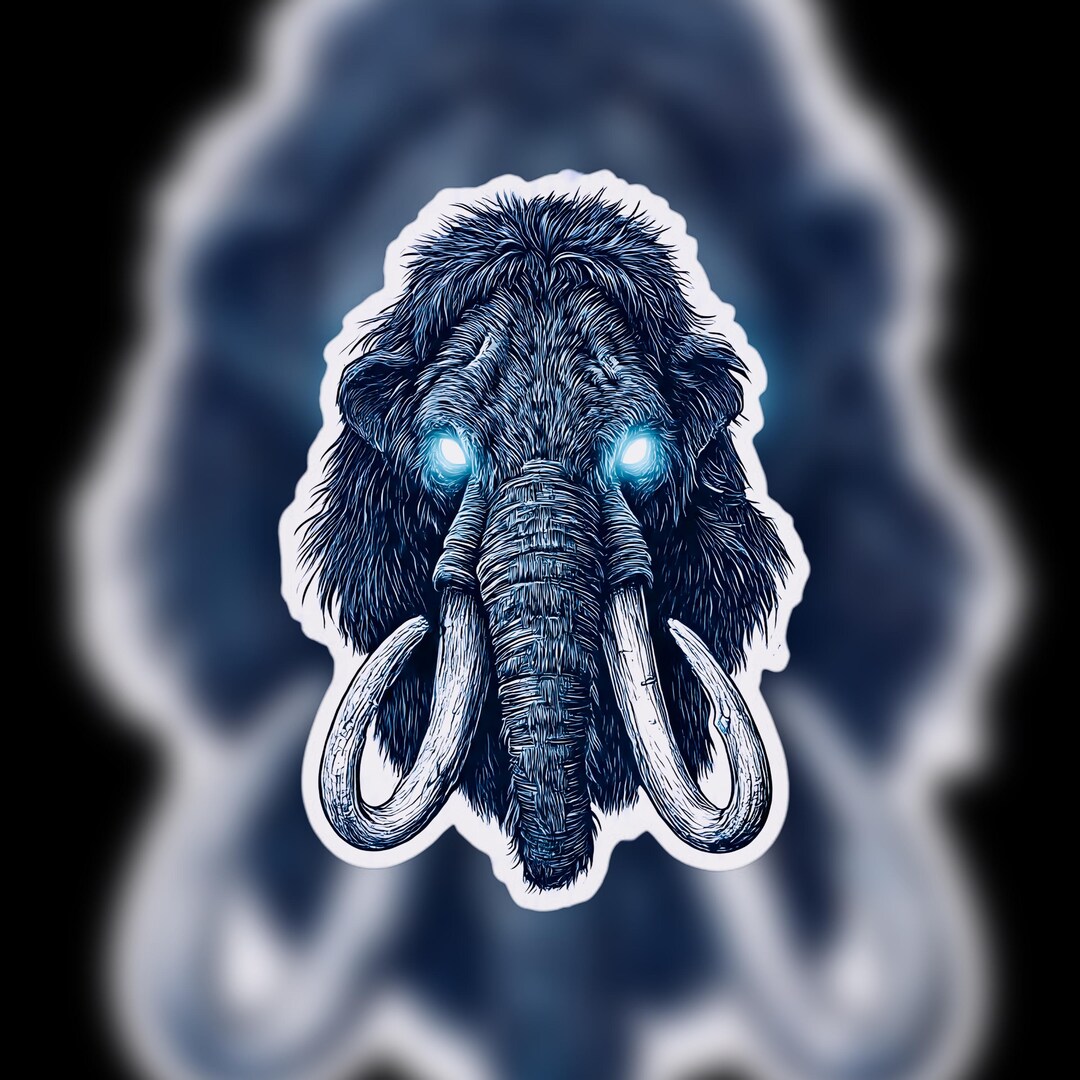 Illustrated Wooly Mammoth Head Kiss-cut Stickers | Mythical Animal ...