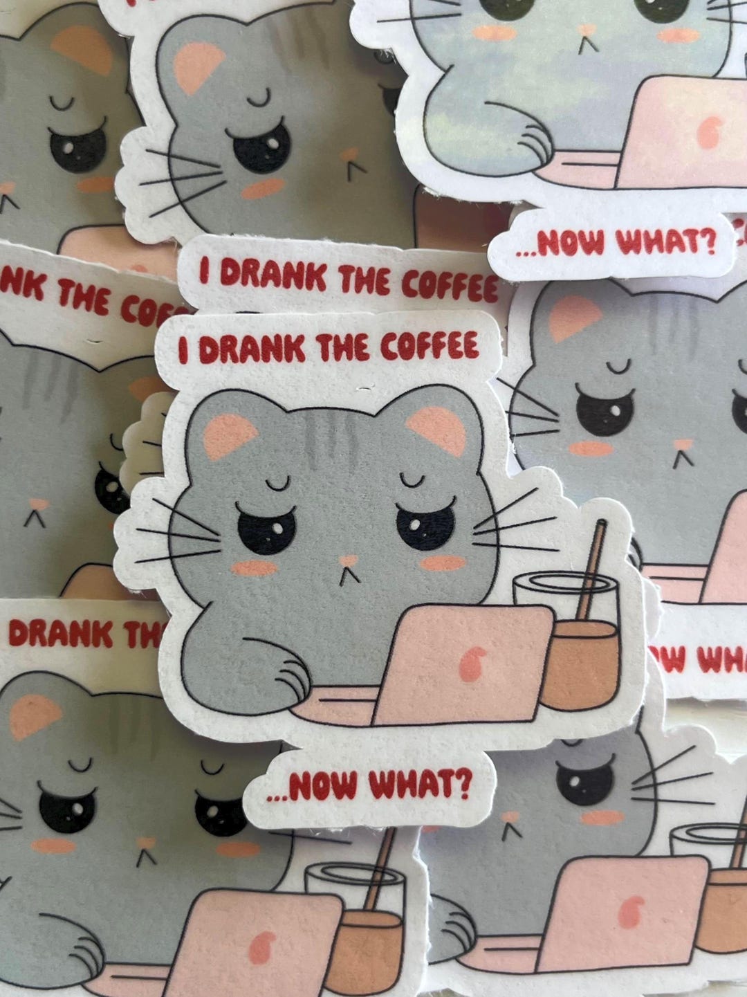 Coffee Cat Sticker – Kawaii Vinyl | Chunks the Cat - Etsy